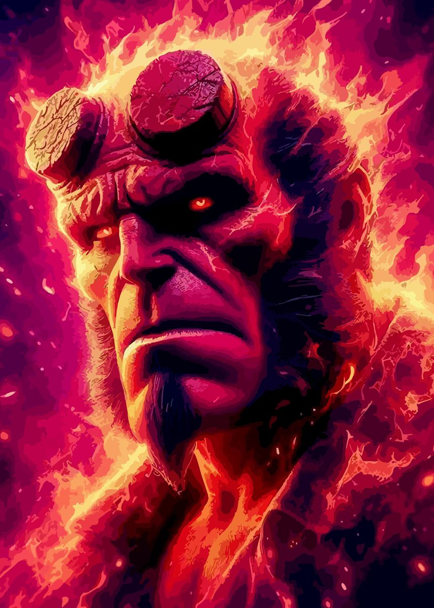 'hellboy fire' Poster, picture, metal print, paint by Santos Achmada ...