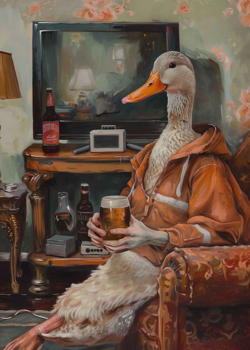 'Half Duck Half Human Beer' Poster, picture, metal print, paint by ...