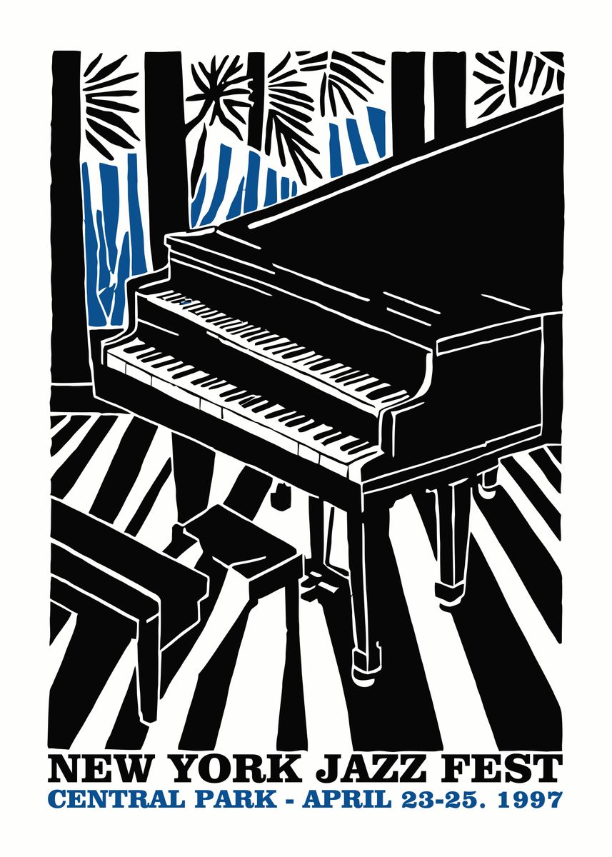 '1997 NYC Jazz Poster' Poster, picture, metal print, paint by BluePinkPanther | Displate