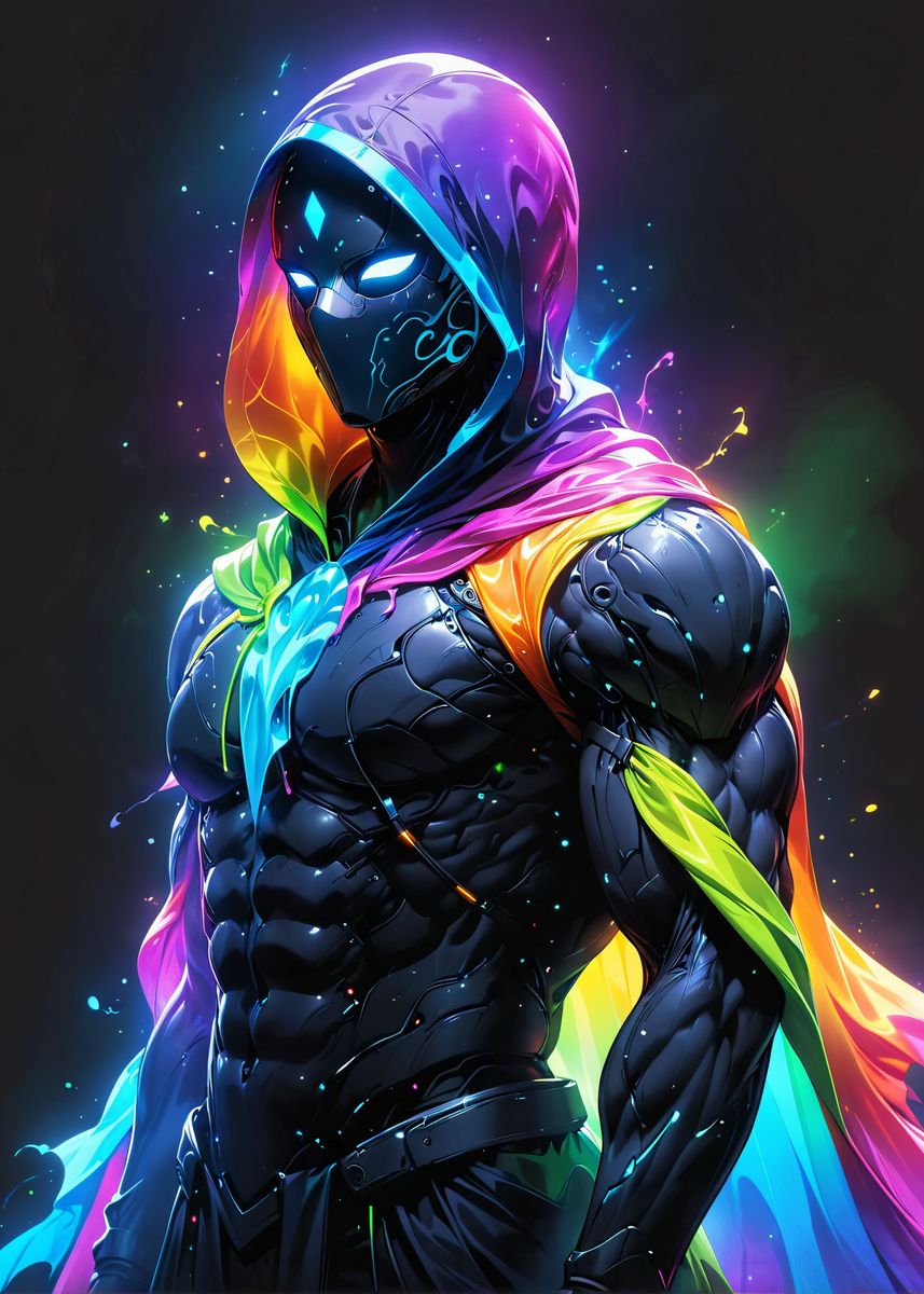 'cyborg rainbow' Poster, picture, metal print, paint by aigoar | Displate