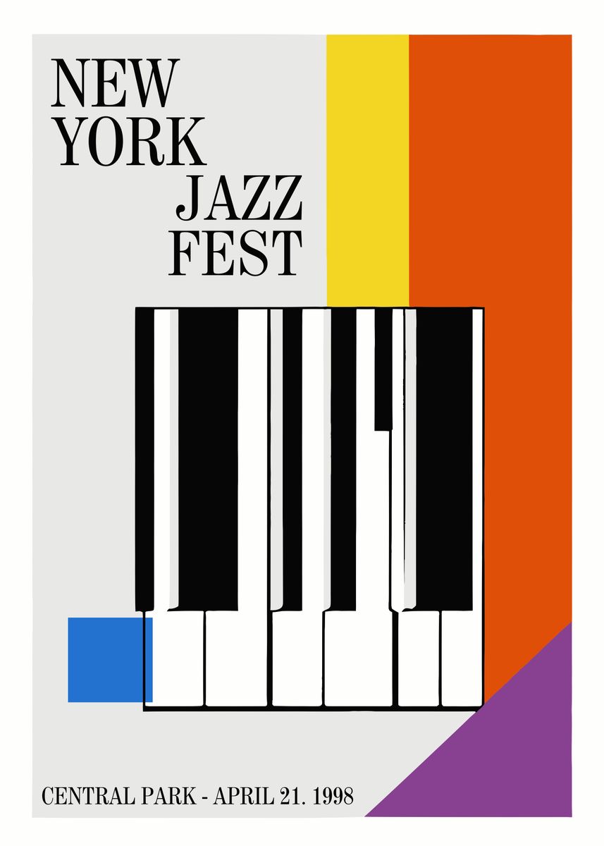 '1998 NYC Jazz Fest' Poster, picture, metal print, paint by BluePinkPanther | Displate