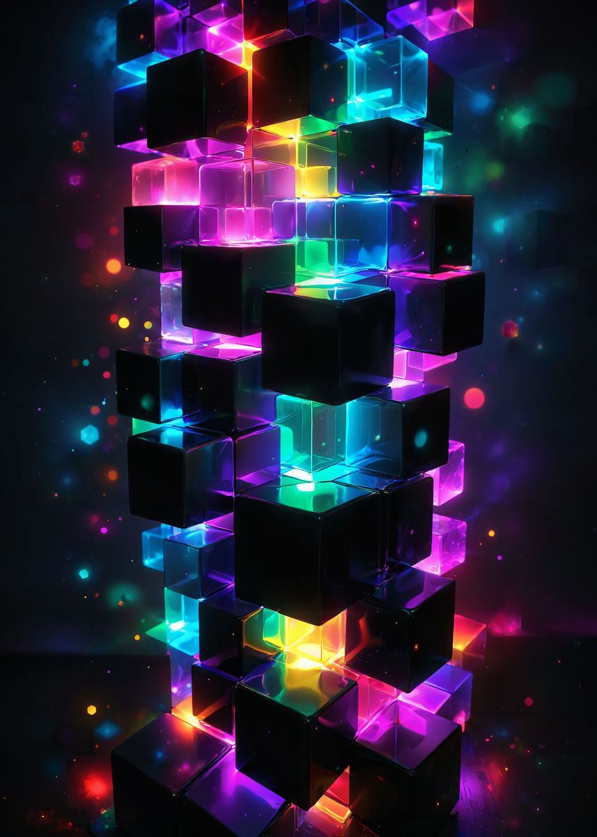 'magic cubes' Poster, picture, metal print, paint by aigoar | Displate