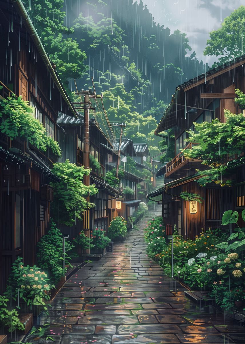 'Rainy Street' Poster, picture, metal print, paint by Creative YS ...