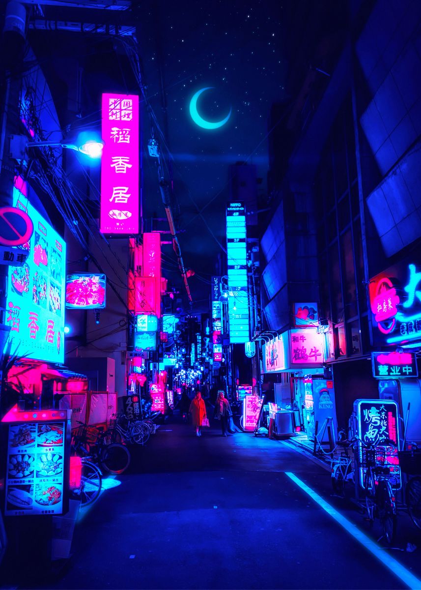 'Japan Neon Street' Poster, picture, metal print, paint by Yushiroe ...