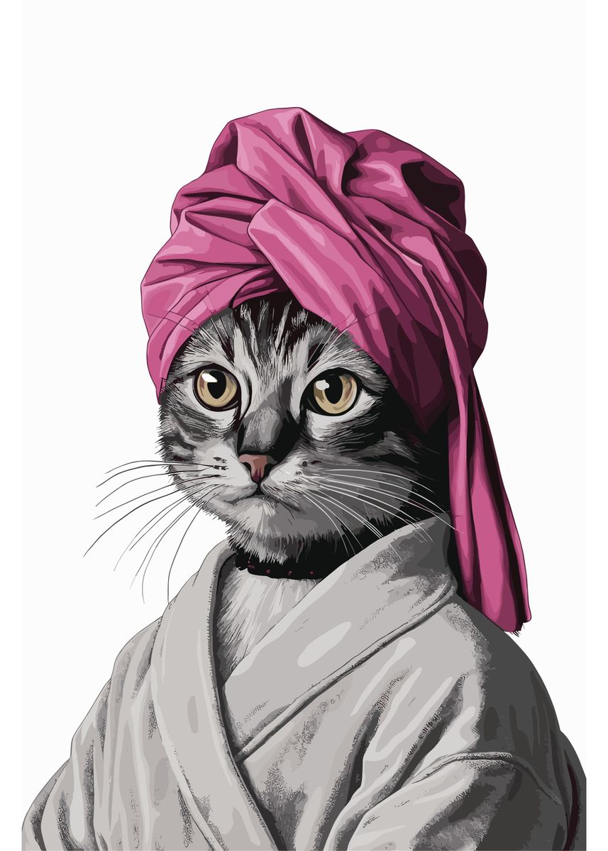 'Cat Wearing a Turban' Poster, picture, metal print, paint by Vicky ...
