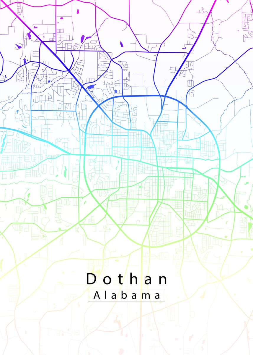 'Dothan Alabama City Map' Poster, picture, metal print, paint by Robin ...
