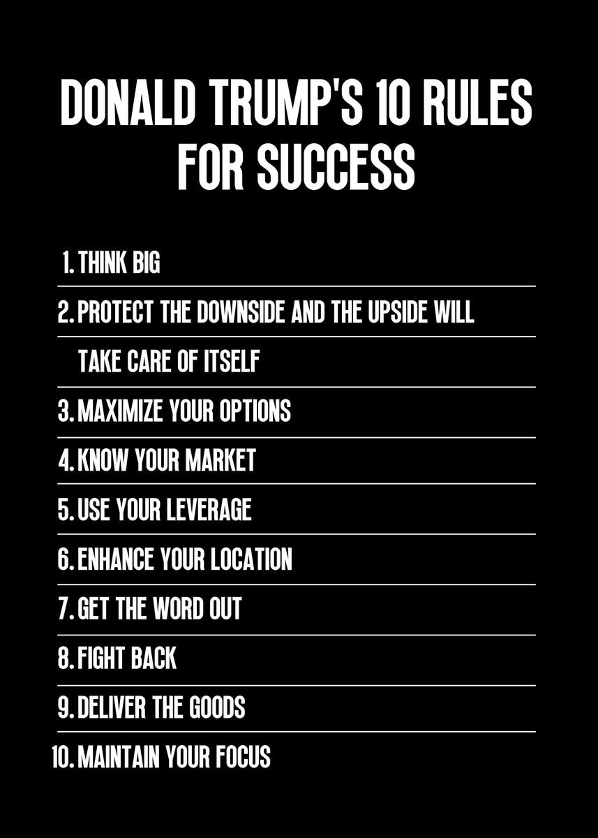 'Donald Trumps 10 rules' Poster, picture, metal print, paint by Nae ...