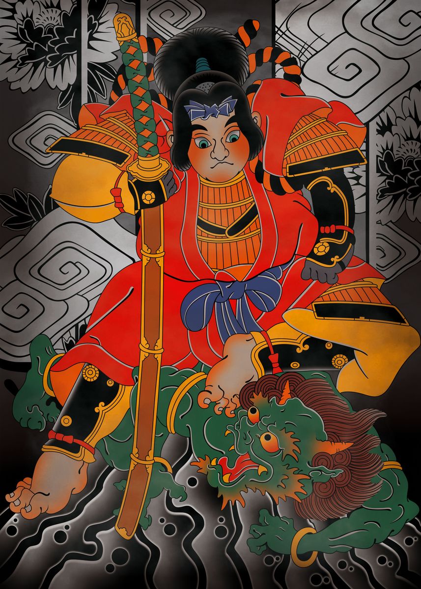 'Samurai Vs Demon' Poster, picture, metal print, paint by Black Hole ...