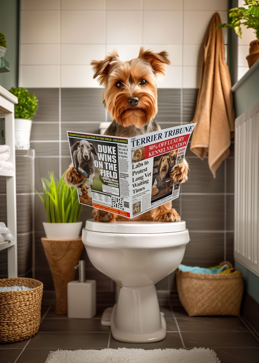 'Yorkshire Terrier Toilet' Poster, picture, metal print, paint by Craig ...