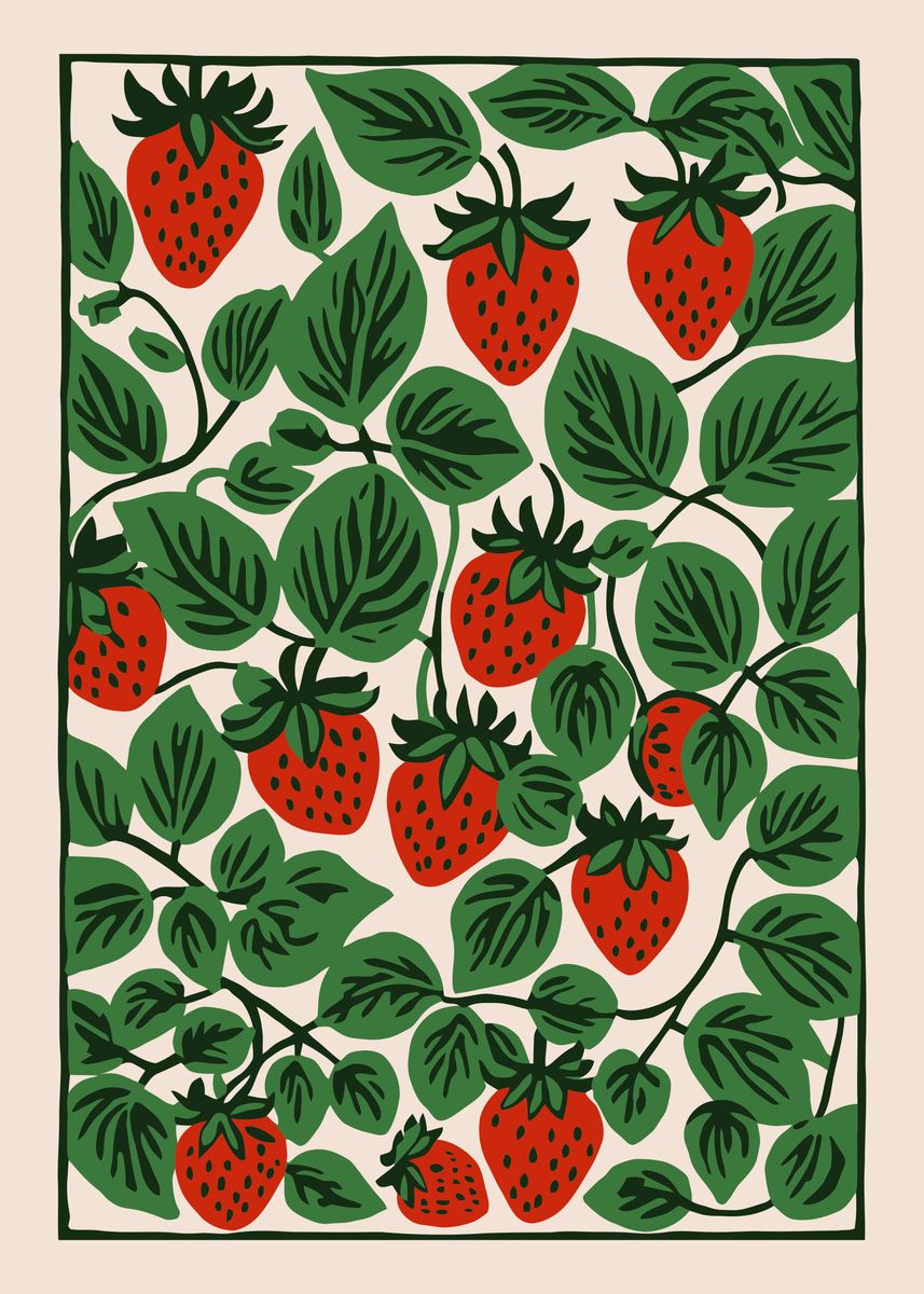 'Vintage Strawberry Art' Poster, picture, metal print, paint by ...