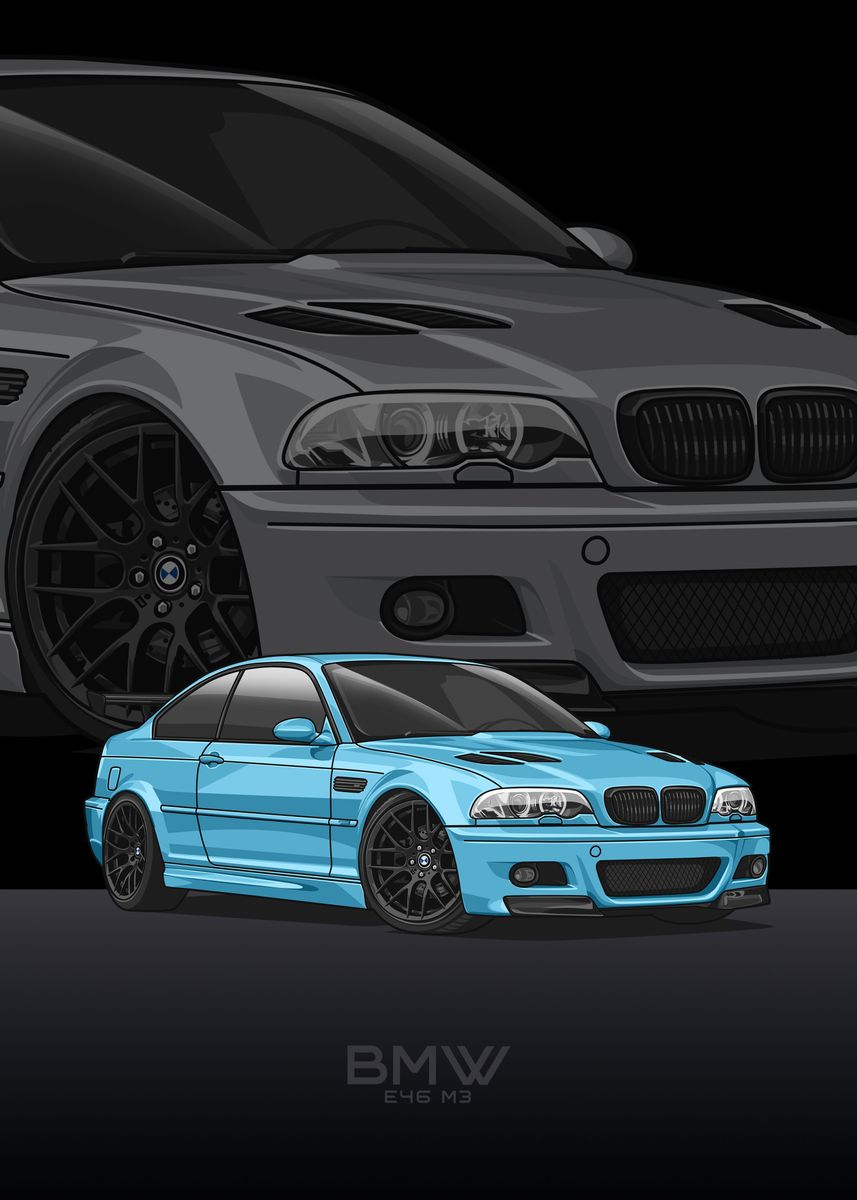 'BMW E46 M3 cyan' Poster, picture, metal print, paint by capture art ...