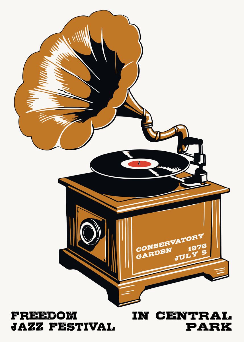 'Central Park Jazz Poster' Poster, picture, metal print, paint by BluePinkPanther | Displate