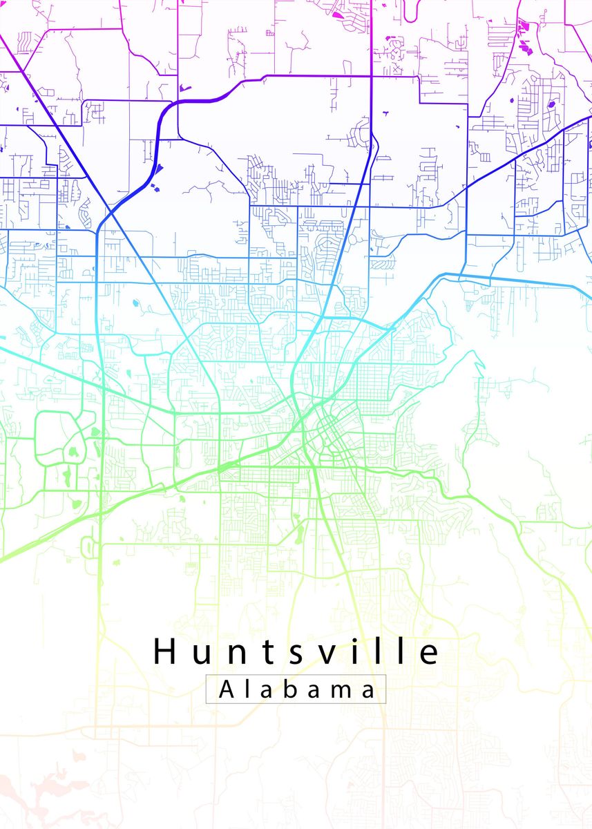 'Huntsville Alabama Map' Poster, picture, metal print, paint by Robin ...