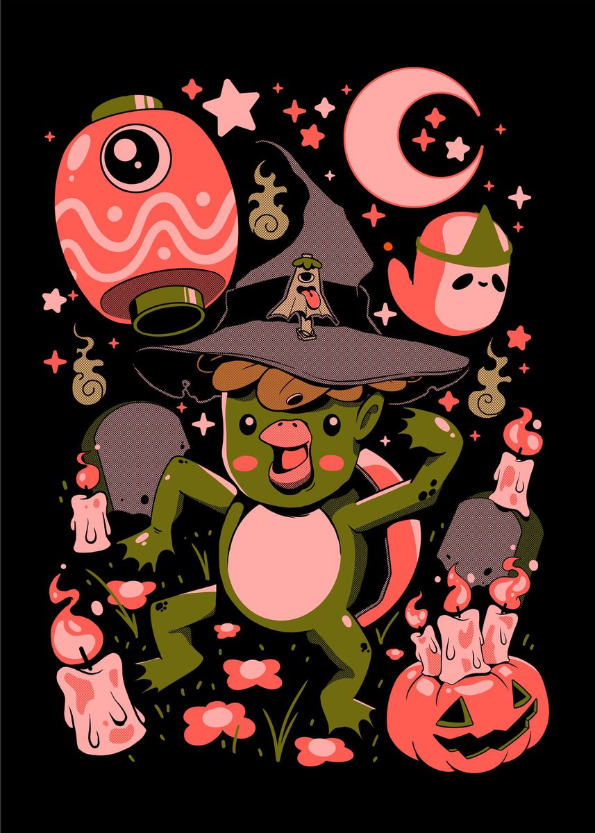 'Halloween Kappa Party' Poster, picture, metal print, paint by ...