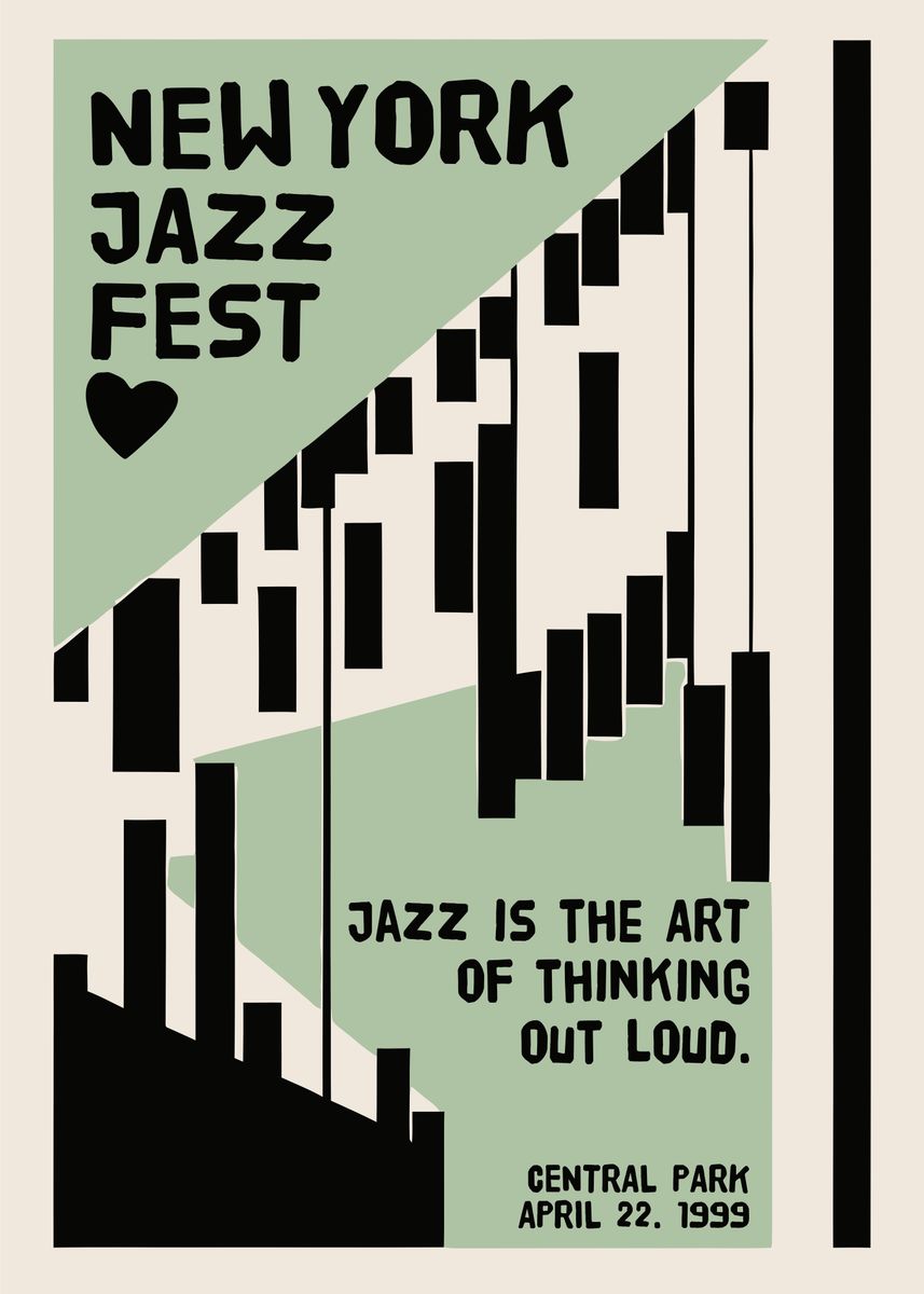 '1999 NYC Jazz Festival' Poster, picture, metal print, paint by BluePinkPanther | Displate
