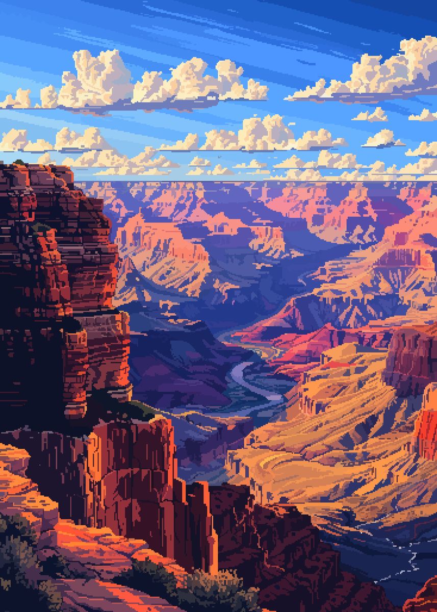 'Grand Canyon Pixel Art' Poster, picture, metal print, paint by LVTFCO ...