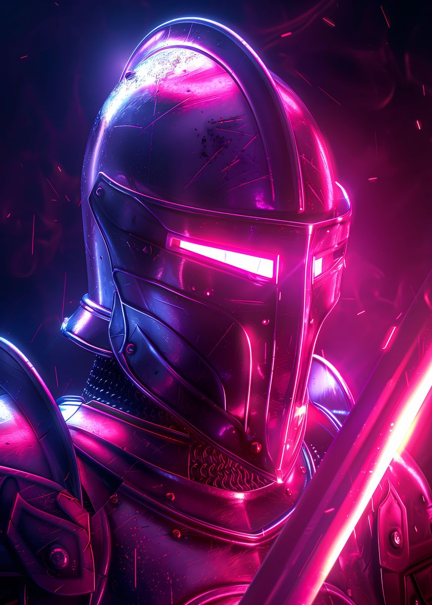 'Neon knight' Poster, picture, metal print, paint by Echelon IMG | Displate