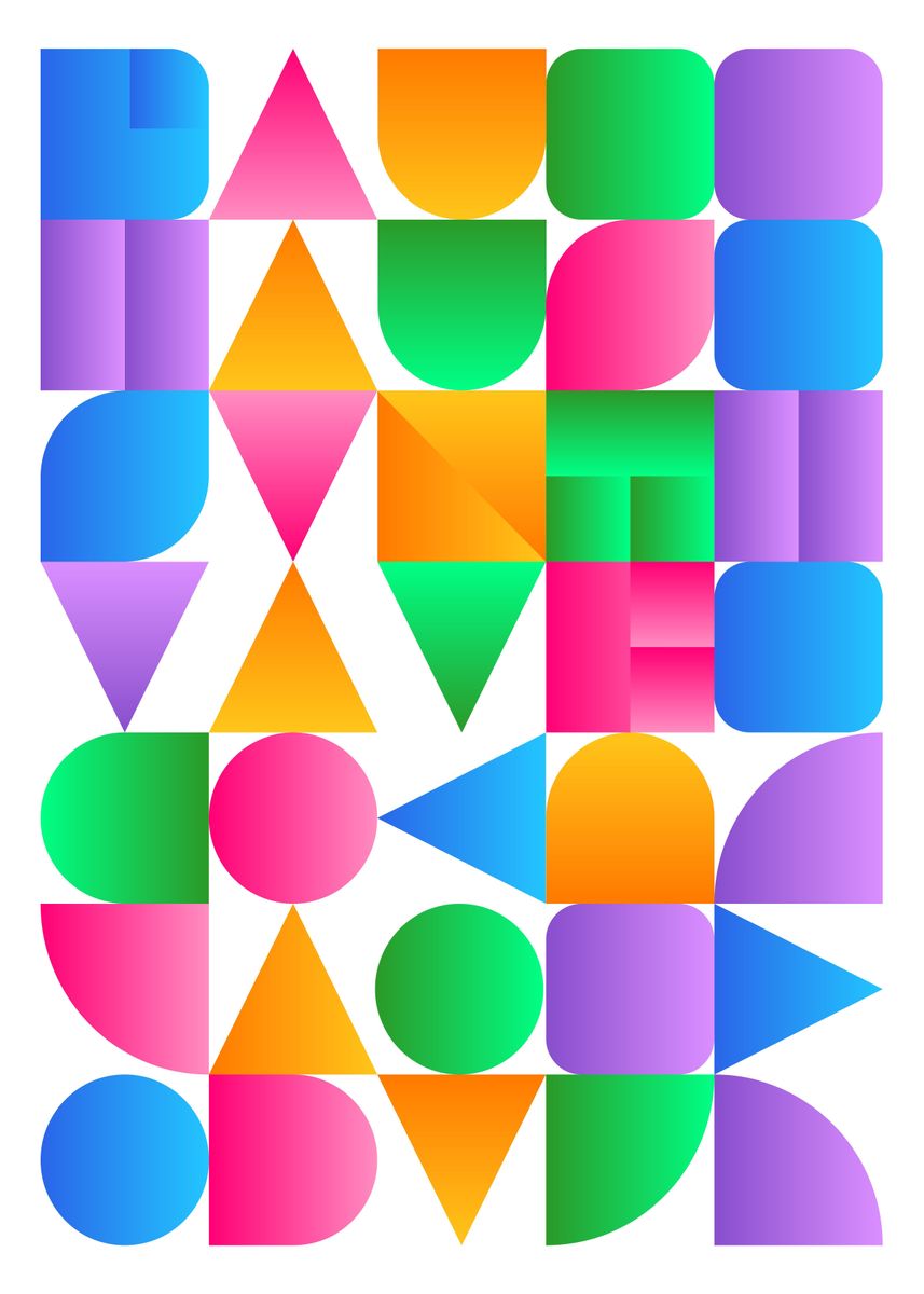 'Synthwave Bauhaus Rainbow' Poster, picture, metal print, paint by ...