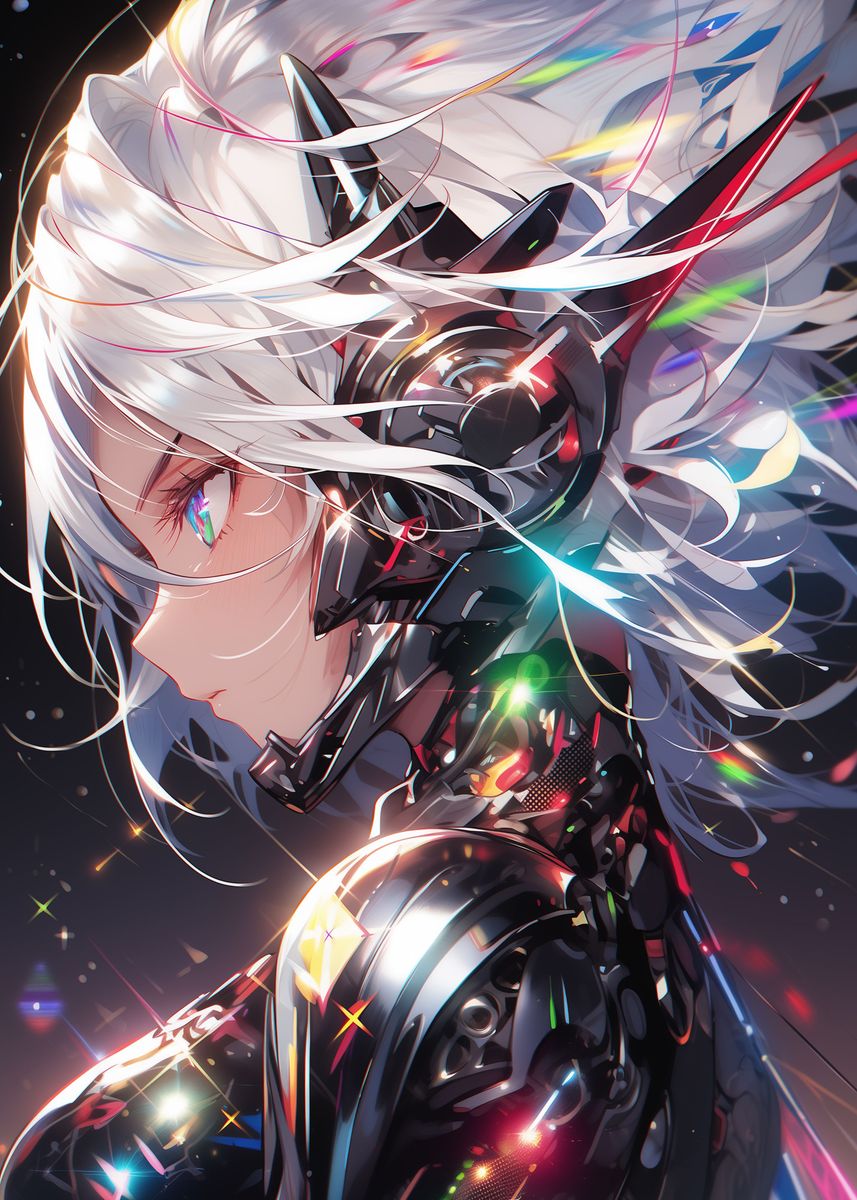 'Anime Futuristic Cute Girl' Poster, picture, metal print, paint by ...