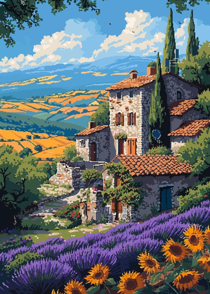 'Italy Tuscany Pixel Art' Poster, picture, metal print, paint by LVTFCO ...