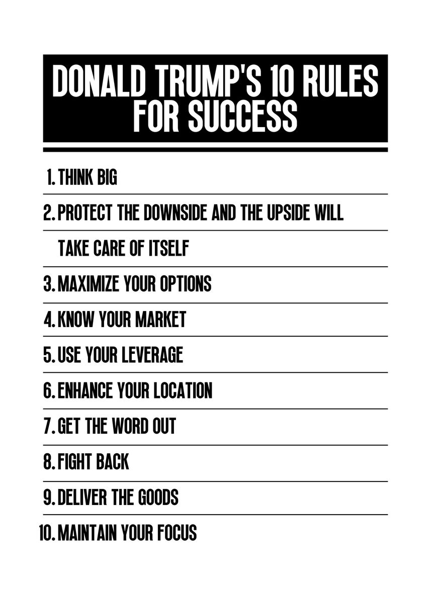 'Donald Trumps 10 rules' Poster, picture, metal print, paint by Nae ...