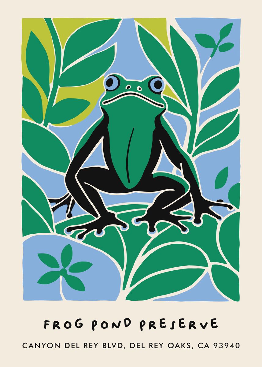 'Cute Frog Preserve CA' Poster, picture, metal print, paint by ...