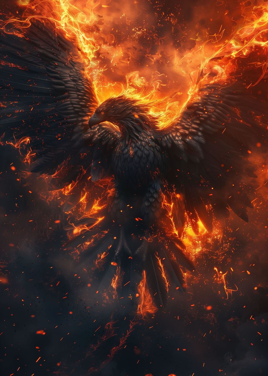 'Fire Phoenix' Poster, picture, metal print, paint by Hotaru Jisuni ...