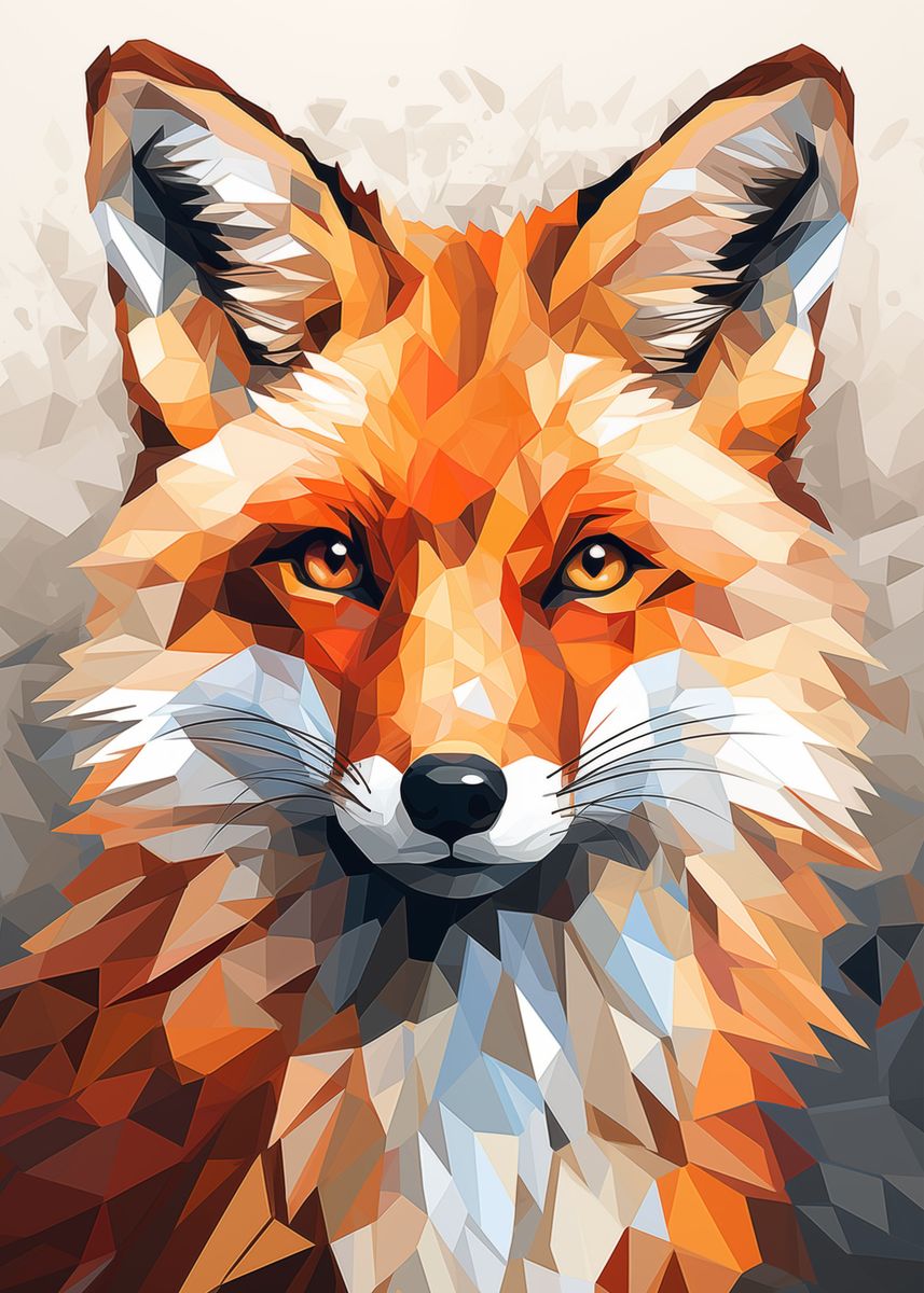 'Abstract Geometric Fox' Poster, picture, metal print, paint by ...