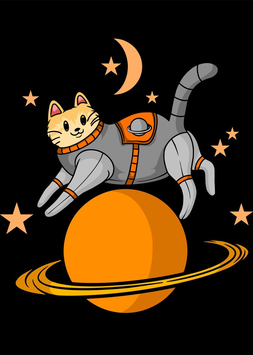 'Cat Planet' Poster, picture, metal print, paint by Firgiant ...