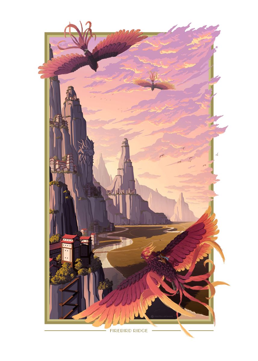 'Phoenix Rider Landscape' Poster, picture, metal print, paint by David ...