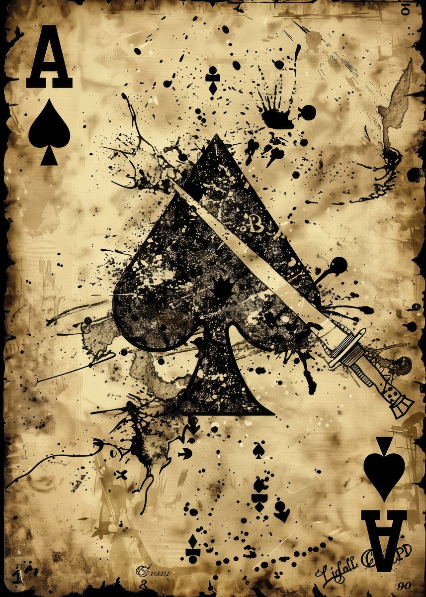 'Grunge Ace Of Spades Card' Poster, picture, metal print, paint by ...