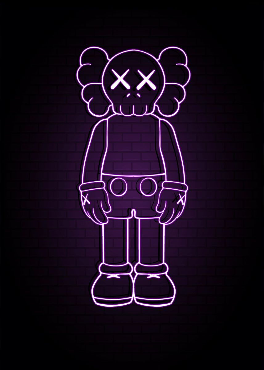 'Kaws neon style' Poster, picture, metal print, paint by fay list.art ...