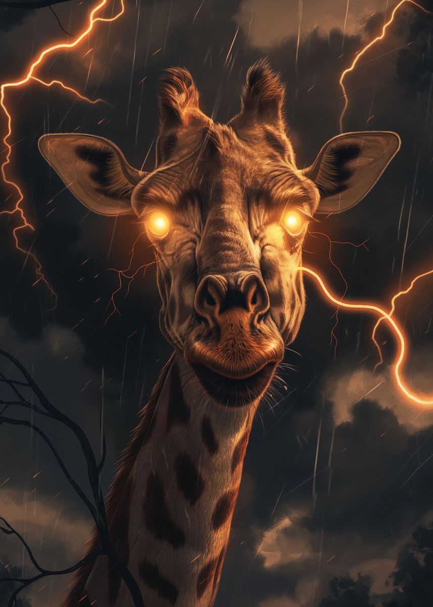 'Giraffe Lighting Fantasy' Poster, picture, metal print, paint by Zenz ...