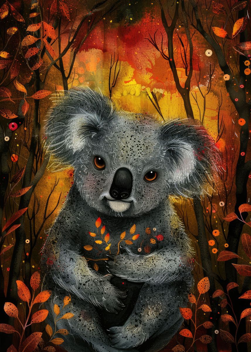 'Autumn Koala' Poster, picture, metal print, paint by Mezma and Azzayal ...