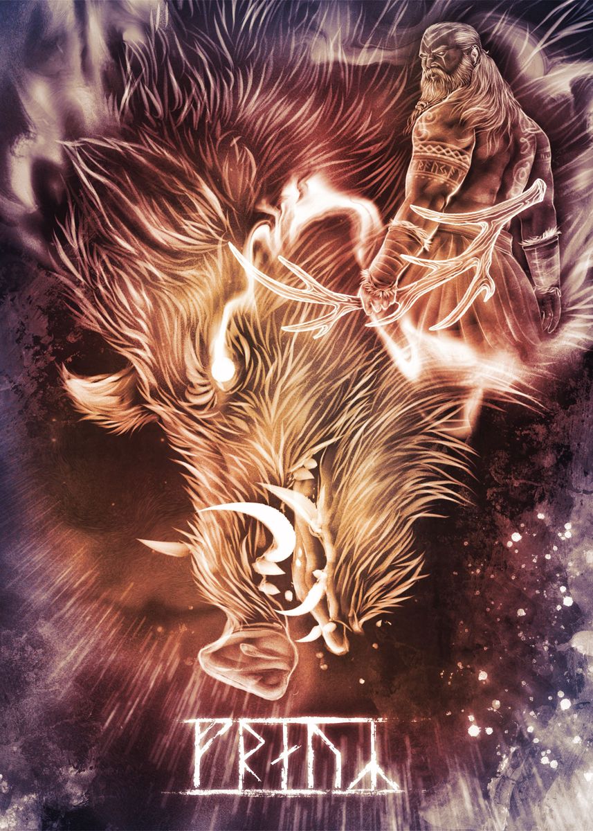 'Freyr' Poster, picture, metal print, paint by Einarrs Journey | Displate