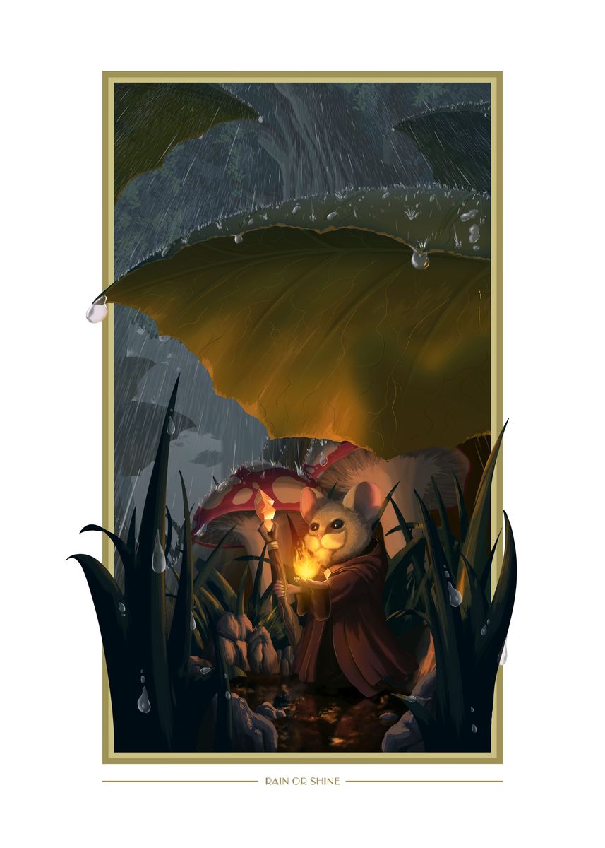 'Wizard Mouse in Rain' Poster, picture, metal print, paint by David ...