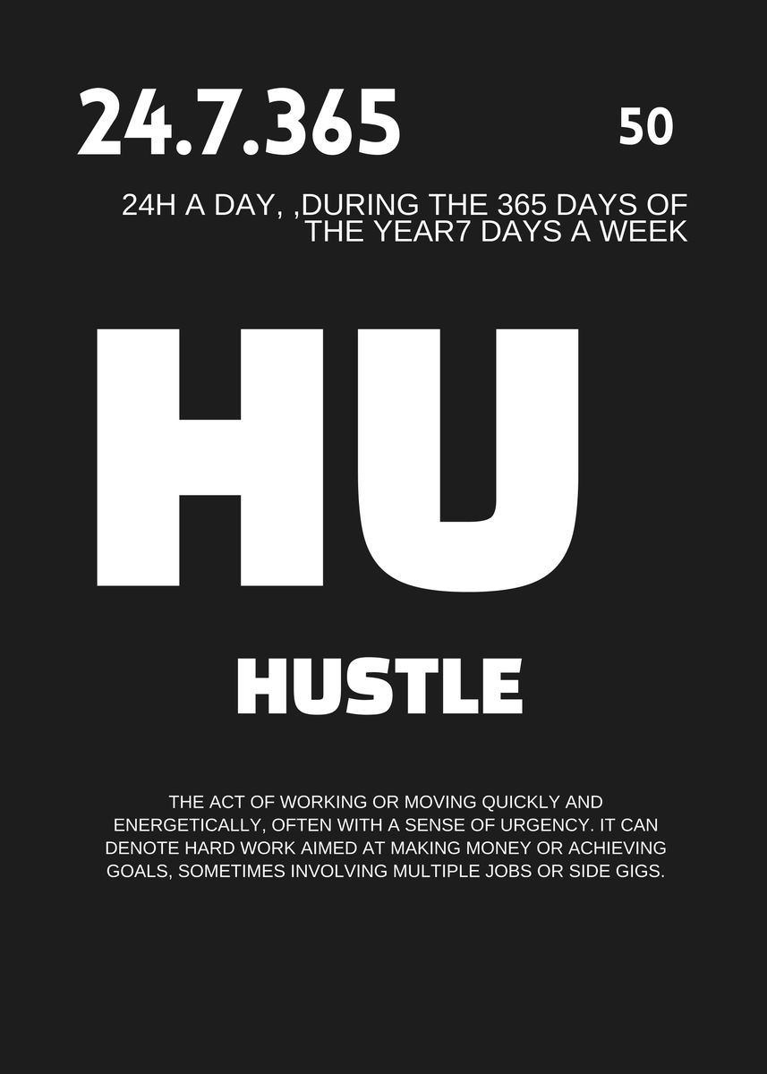 'HUSTLE MEANING' Poster, picture, metal print, paint by Nandita ...