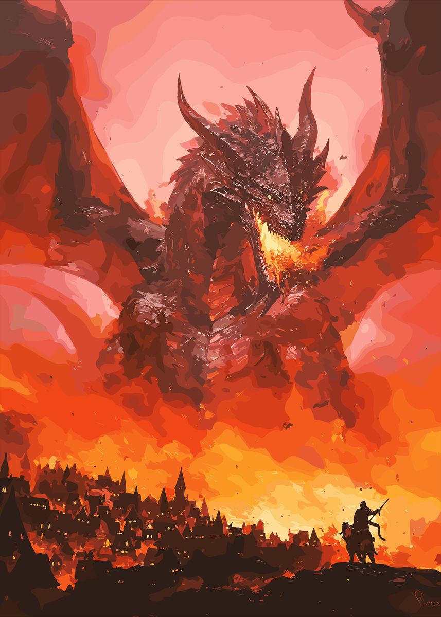'Dragon Fire' Poster, picture, metal print, paint by Gomes Leonard ...