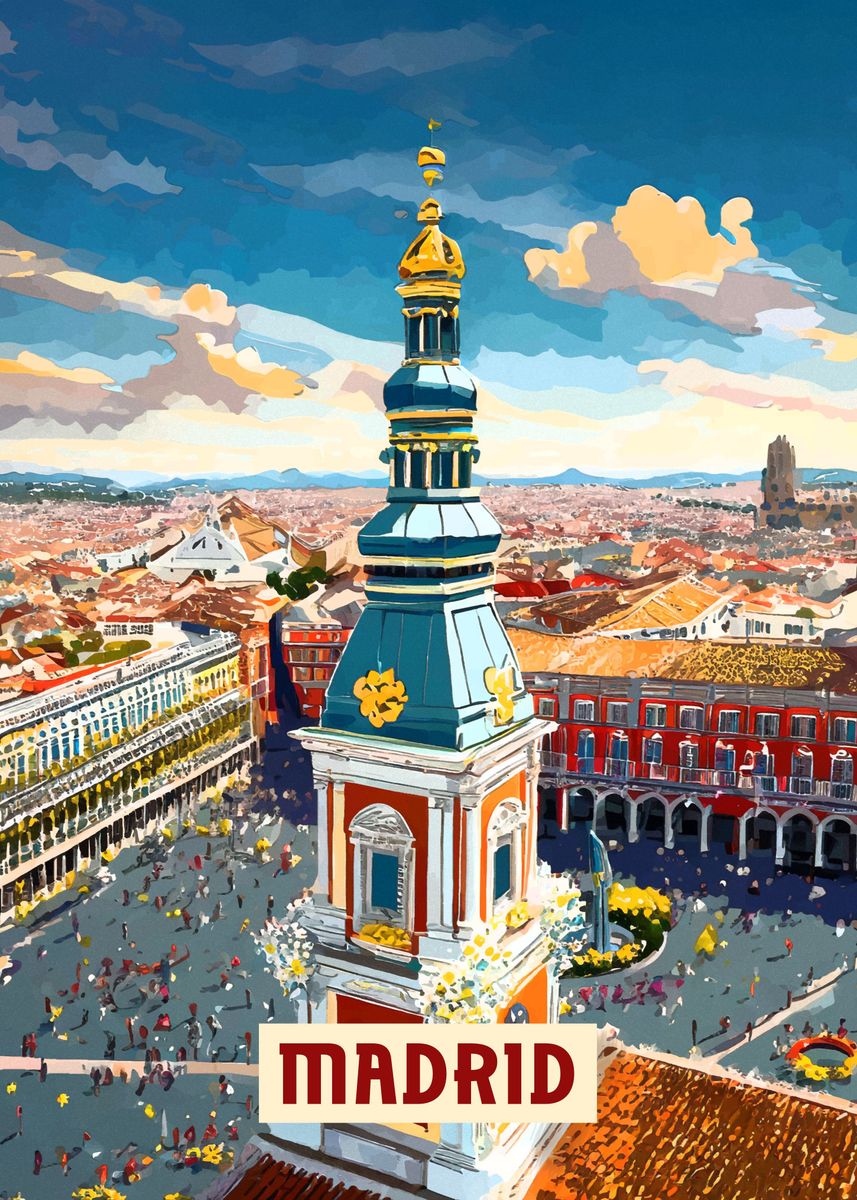'Madrid' Poster, picture, metal print, paint by Bo Kev | Displate