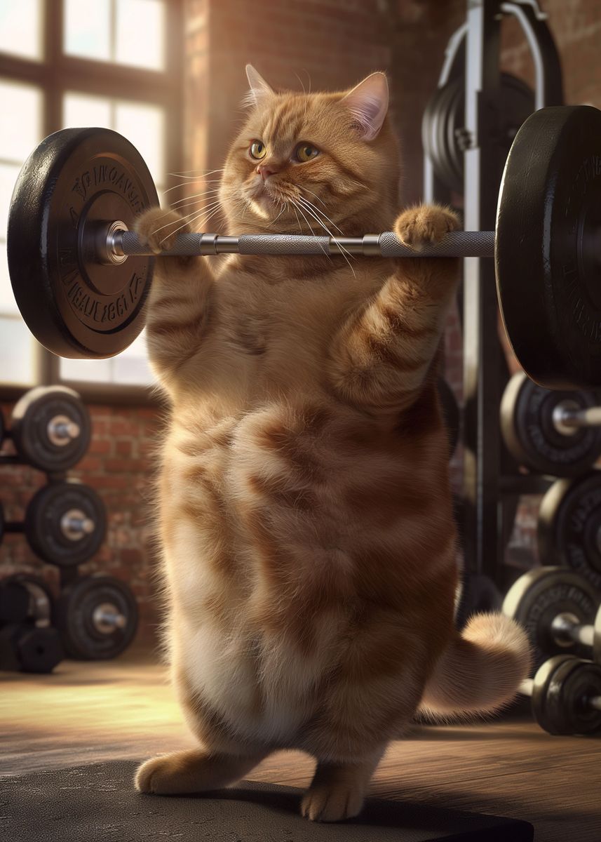 'Fitness Cat Workout Fit' Poster, picture, metal print, paint by Zenz ...
