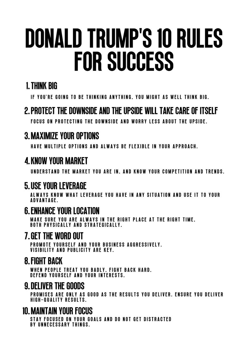 '10 rules for success' Poster, picture, metal print, paint by Nae ...