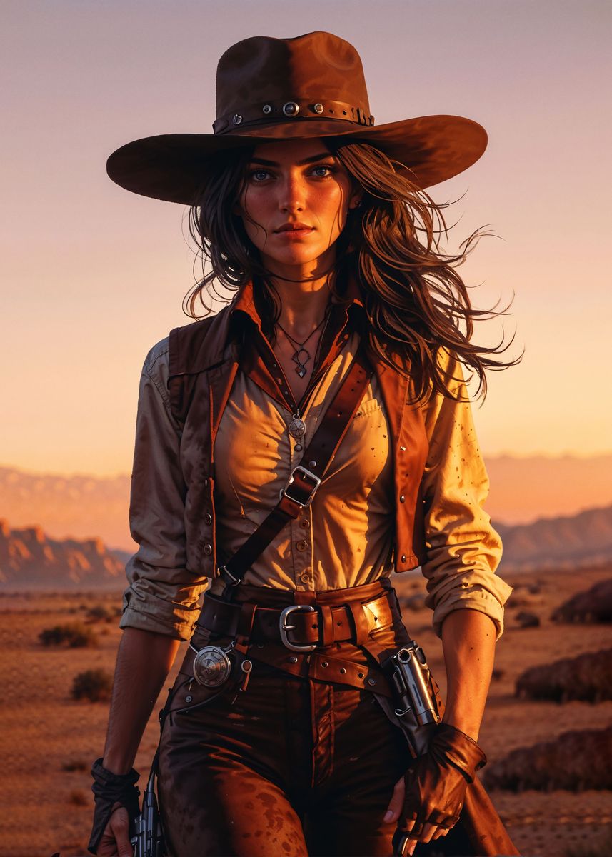 'Sunset Gunslinger' Poster, picture, metal print, paint by FlyingBlade ...