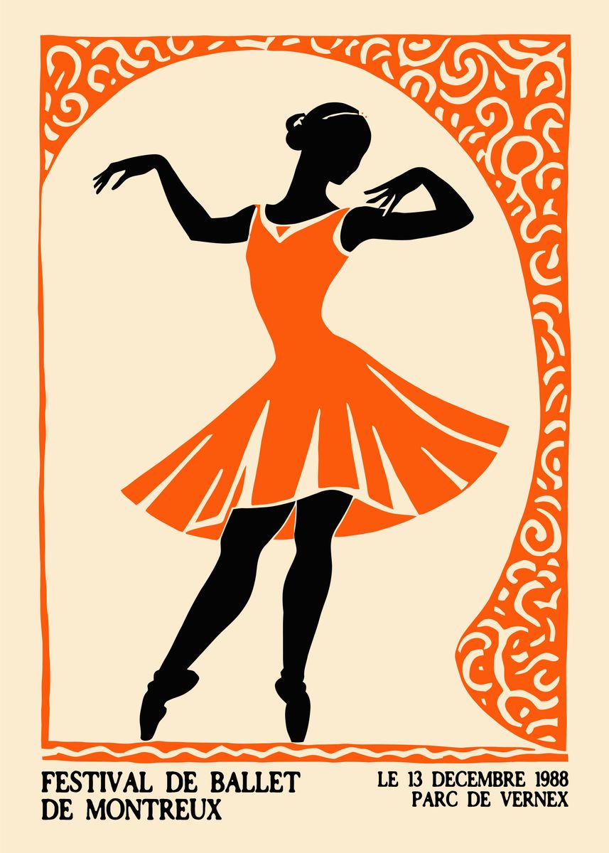 'French Ballet Poster Print' Poster, picture, metal print, paint by BluePinkPanther | Displate