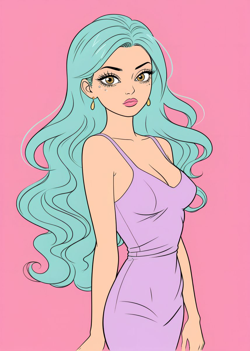 'Socialite in Pink' Poster, picture, metal print, paint by AstronautOwl ...