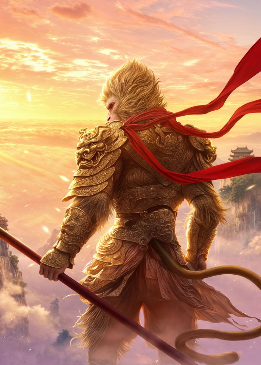 'Black Myth Wukong Sunset' Poster, picture, metal print, paint by 2Meow ...