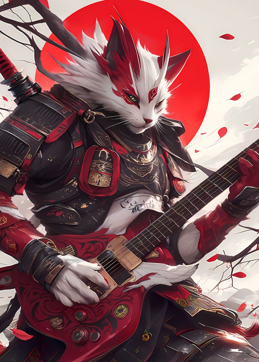 'Rock Warrior Cat' Poster, picture, metal print, paint by Titan ...