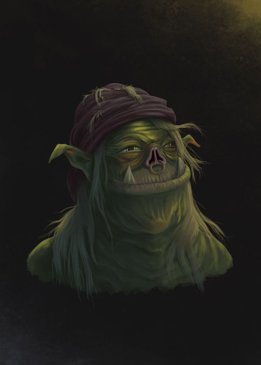 'Old Female Orc Portrait' Poster, picture, metal print, paint by ...