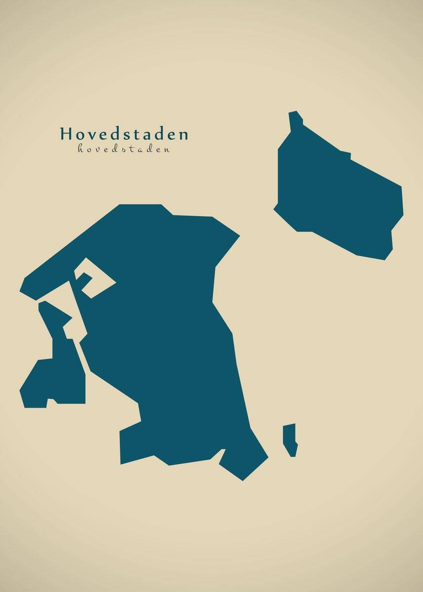 'Hovedstaden Denmark map' Poster, picture, metal print, paint by Ingo ...