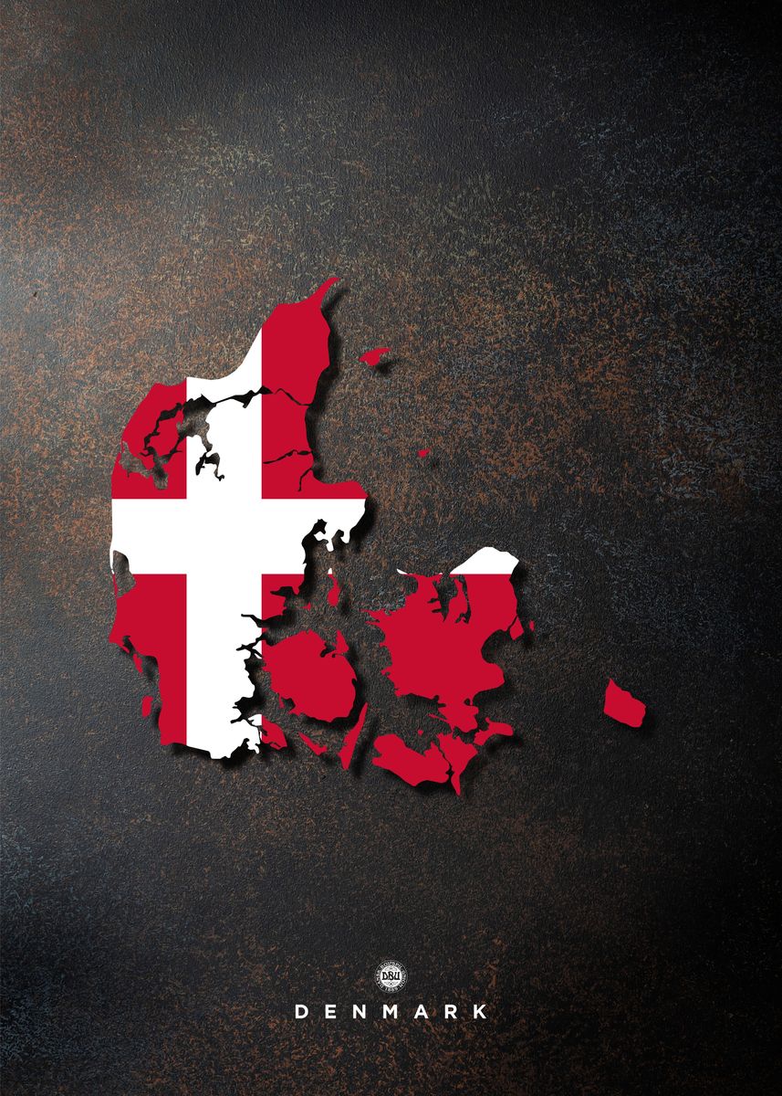 'denmark flag map' Poster, picture, metal print, paint by The Artnesia ...