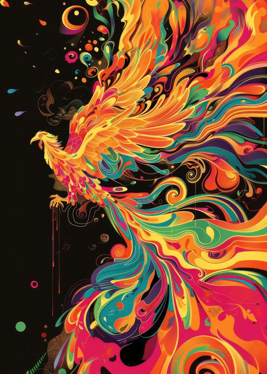 'Swirling Colour Phoenix' Poster, picture, metal print, paint by Mezma ...